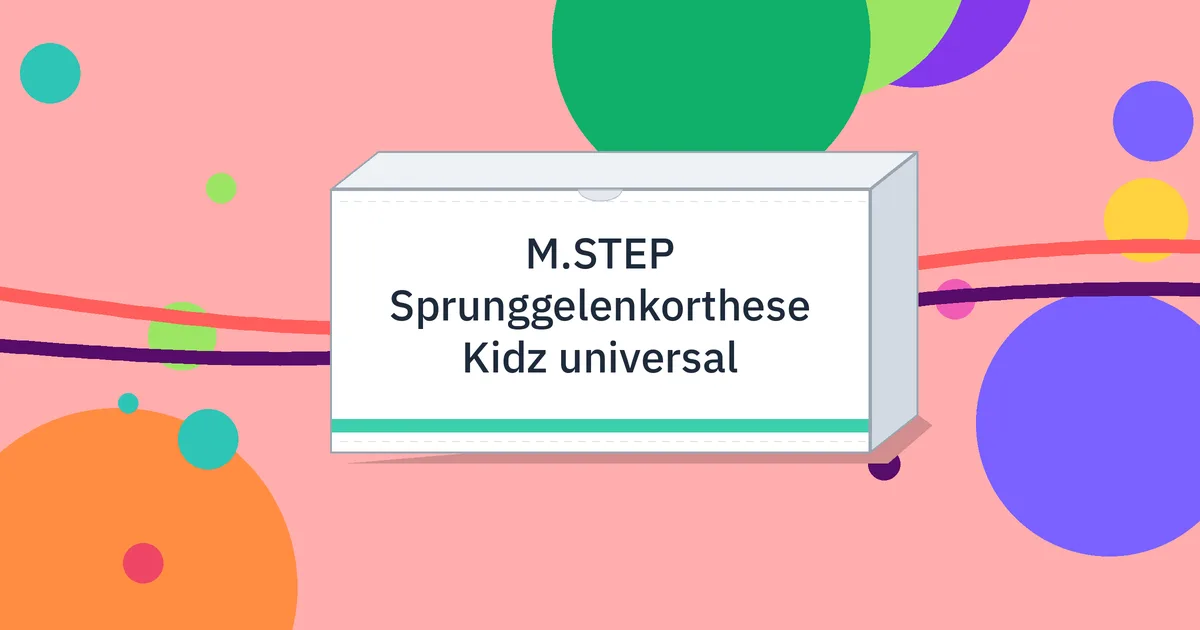 Symbolbild: Packung mit der Aufschrift M.STEP Sprunggelenkorthese Kidz universal (PZN 18108614) – Verfügbarkeit und Bezug in Apotheken in Frankfurt am Main