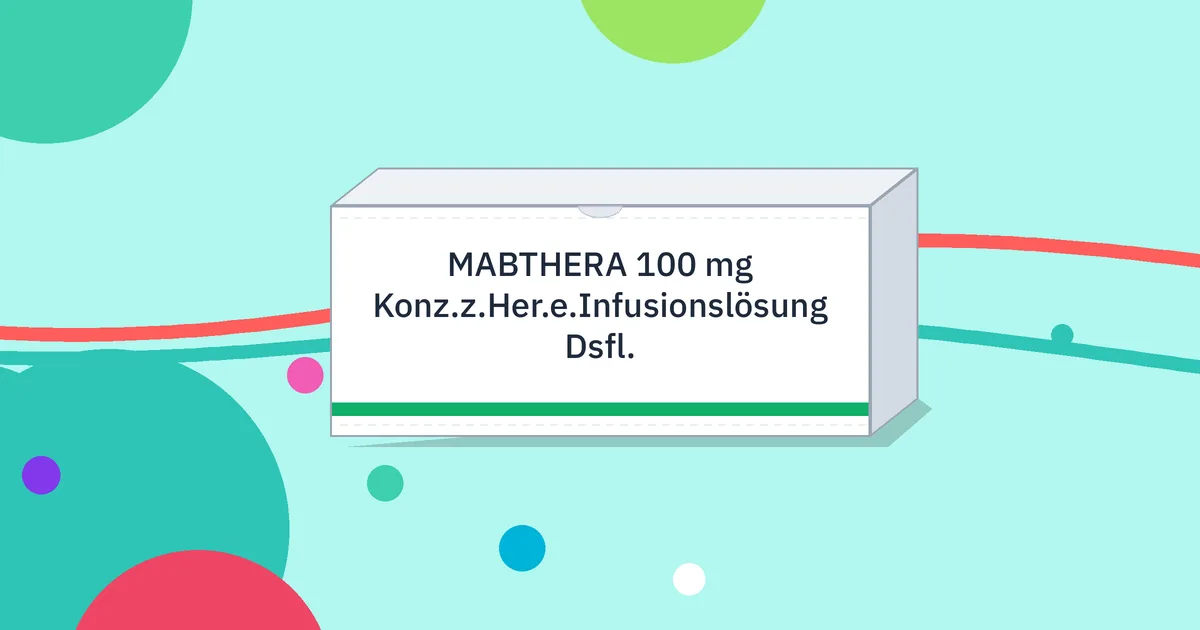Symbolbild: Packung mit der Aufschrift MABTHERA 100 mg Konz.z.Her.e.Infusionslösung Dsfl. (PZN 00230504) – Verfügbarkeit und Bezug in Apotheken in Frankfurt am Main