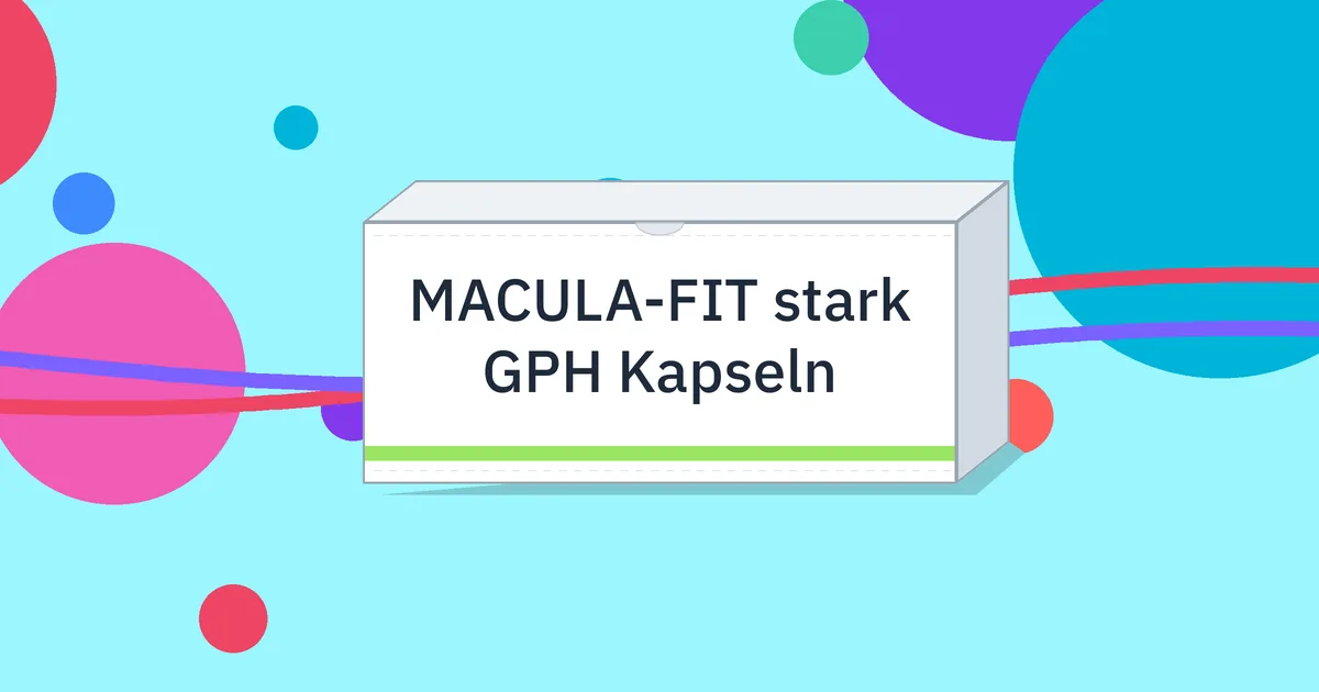 Symbolbild: Packung mit der Aufschrift MACULA-FIT stark GPH Kapseln (PZN 05530820) – Verfügbarkeit und Bezug in Apotheken in Frankfurt am Main