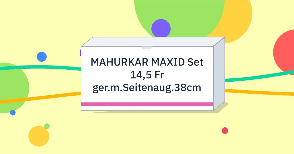 Symbolbild: Packung mit der Aufschrift MAHURKAR MAXID Set 14,5 Fr ger.m.Seitenaug.38cm (PZN 02764090) – Verfügbarkeit und Bezug in Apotheken in Frankfurt am Main