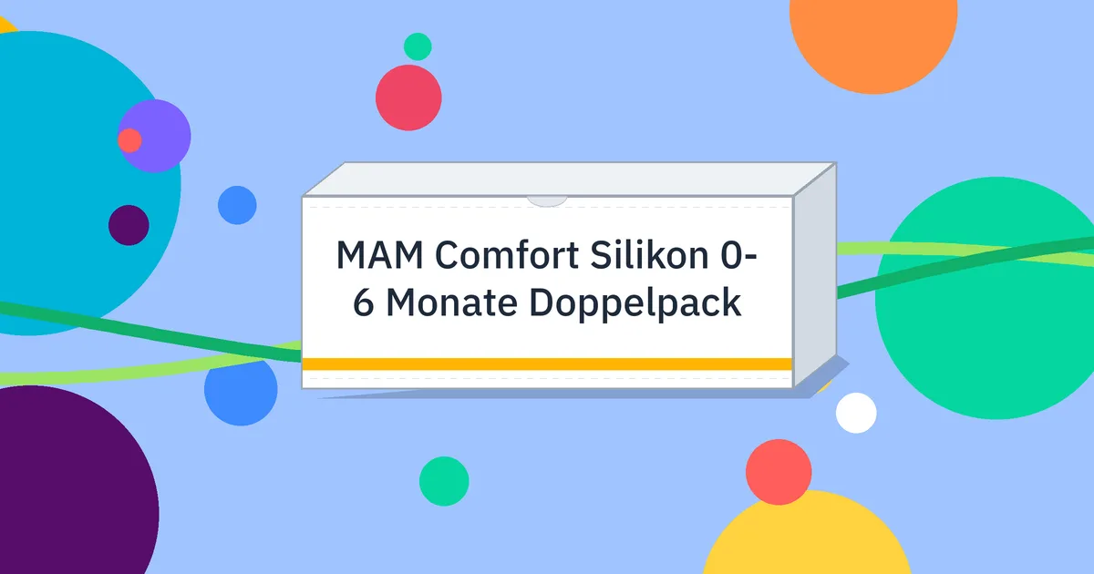 Symbolbild: Packung mit der Aufschrift MAM Comfort Silikon 0-6 Monate Doppelpack (PZN 18219242) – Verfügbarkeit und Bezug in Apotheken in Frankfurt am Main