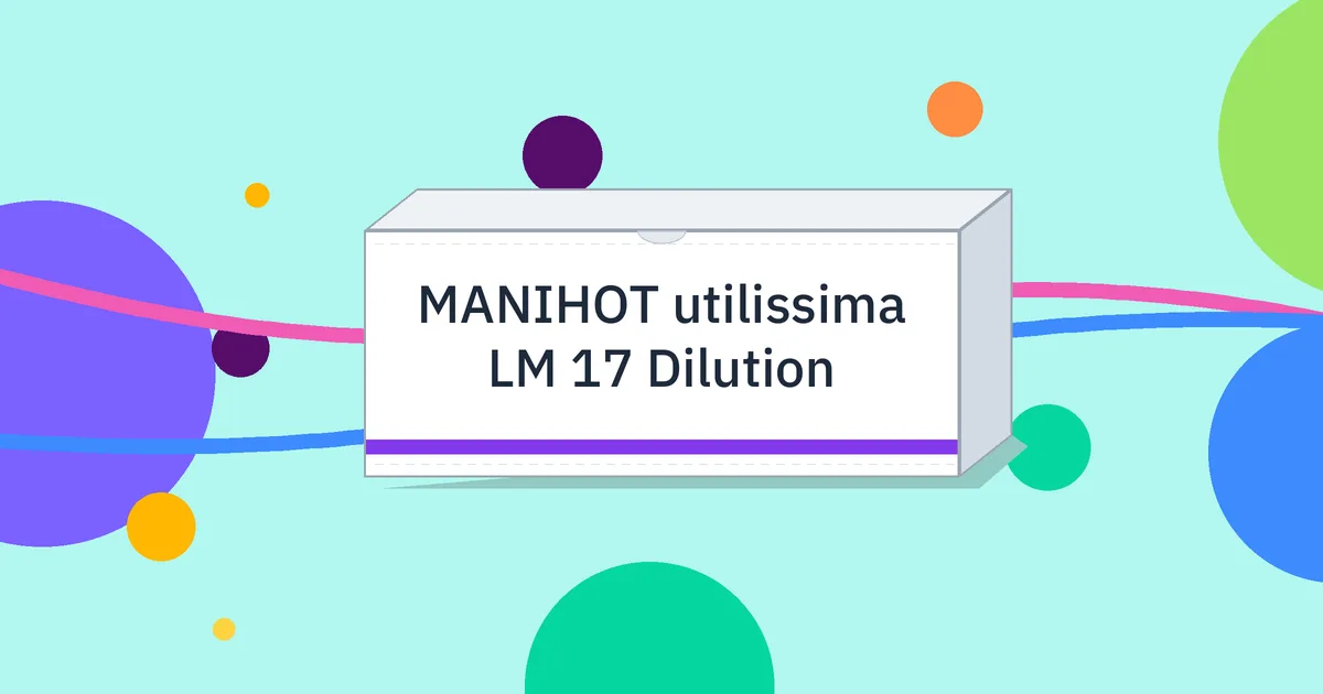 Symbolbild: Packung mit der Aufschrift MANIHOT utilissima LM 17 Dilution (PZN 13601008) – Verfügbarkeit und Bezug in Apotheken in Frankfurt am Main