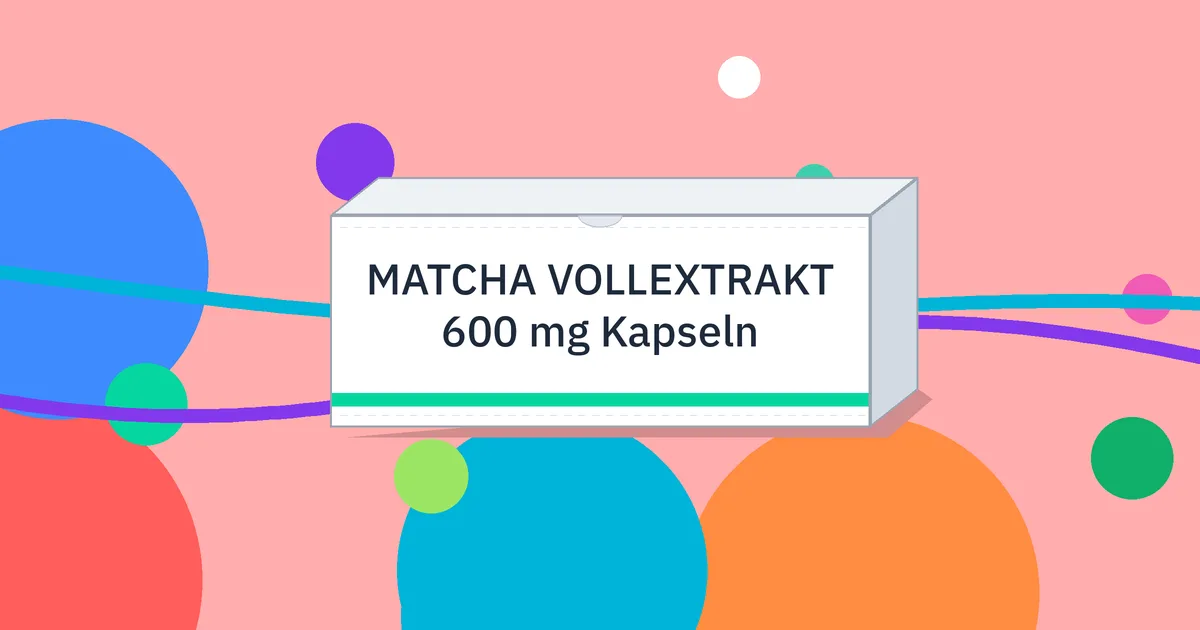 Symbolbild: Packung mit der Aufschrift MATCHA VOLLEXTRAKT 600 mg Kapseln (PZN 10172392) – Verfügbarkeit und Bezug in Apotheken in Frankfurt am Main