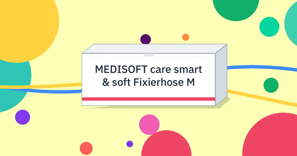 Symbolbild: Packung mit der Aufschrift MEDISOFT care smart & soft Fixierhose M (PZN 20134903) – Verfügbarkeit und Bezug in Apotheken in Frankfurt am Main