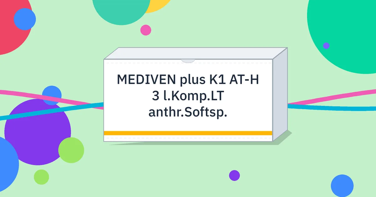 Symbolbild: Packung mit der Aufschrift MEDIVEN plus K1 AT-H 3 l.Komp.LT anthr.Softsp. (PZN 15037724) – Verfügbarkeit und Bezug in Apotheken in Frankfurt am Main
