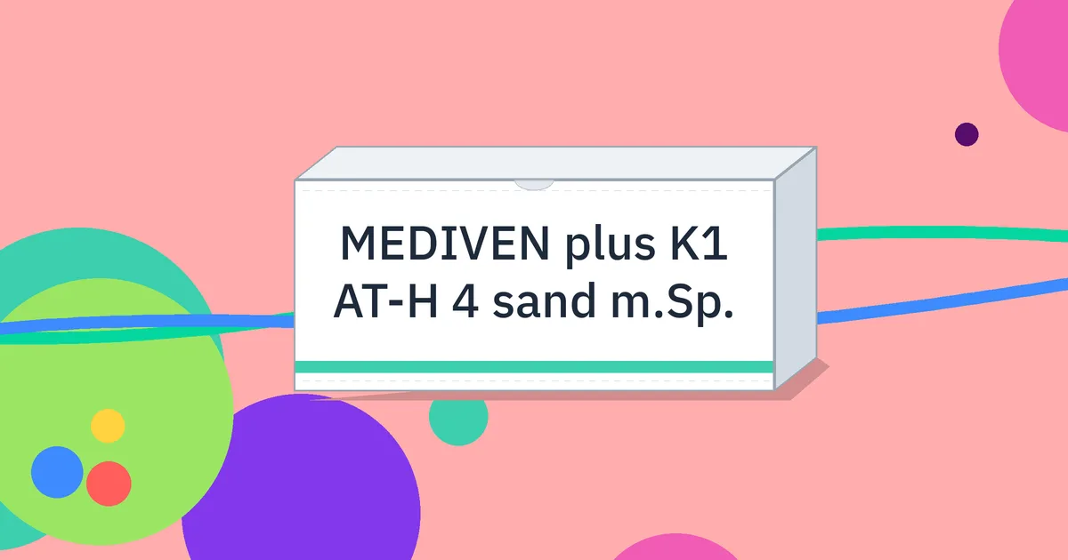 Symbolbild: Packung mit der Aufschrift MEDIVEN plus K1 AT-H 4 sand m.Sp. (PZN 18933175) – Verfügbarkeit und Bezug in Apotheken in Frankfurt am Main