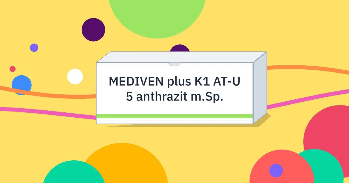 Symbolbild: Packung mit der Aufschrift MEDIVEN plus K1 AT-U 5 anthrazit m.Sp. (PZN 15030171) – Verfügbarkeit und Bezug in Apotheken in Frankfurt am Main