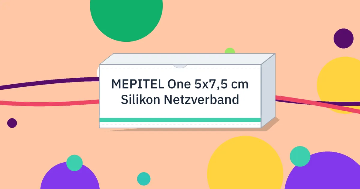 Symbolbild: Packung mit der Aufschrift MEPITEL One 5x7,5 cm Silikon Netzverband (PZN 06469703) – Verfügbarkeit und Bezug in Apotheken in Frankfurt am Main