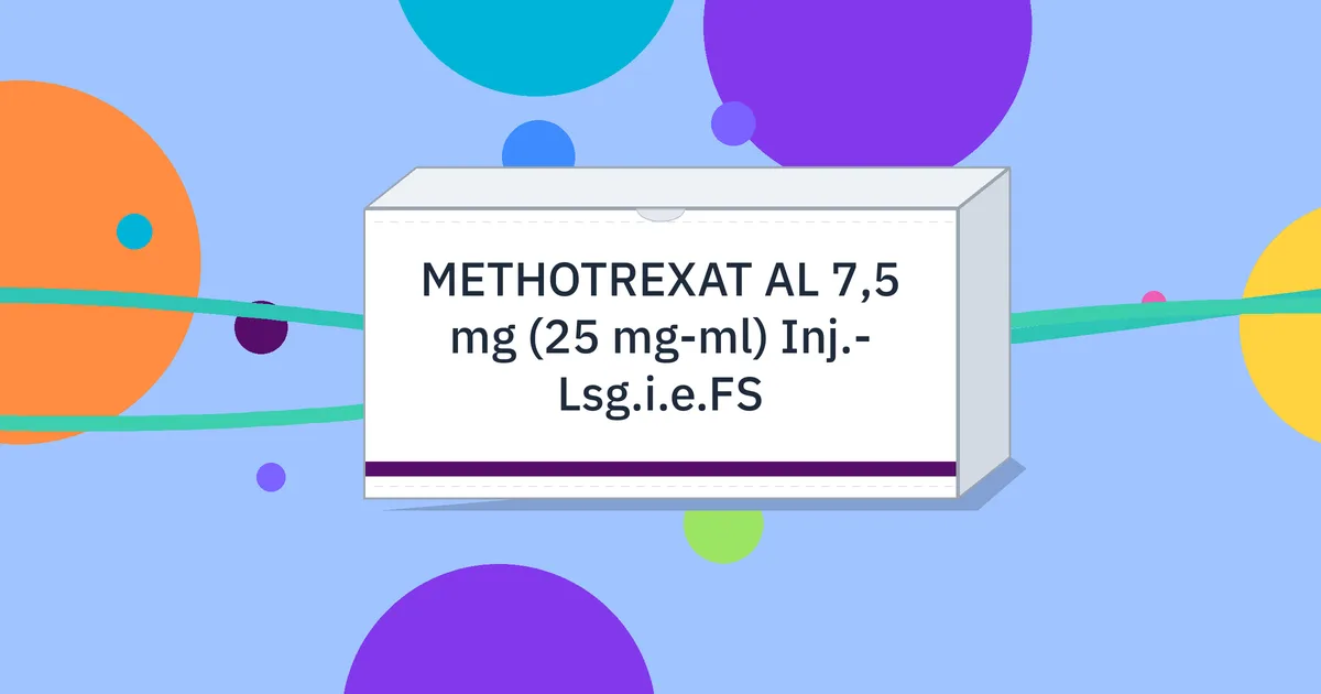Symbolbild: Packung mit der Aufschrift METHOTREXAT AL 7,5 mg (25 mg-ml) Inj.-Lsg.i.e.FS (PZN 18725198) – Verfügbarkeit und Bezug in Apotheken in Frankfurt am Main