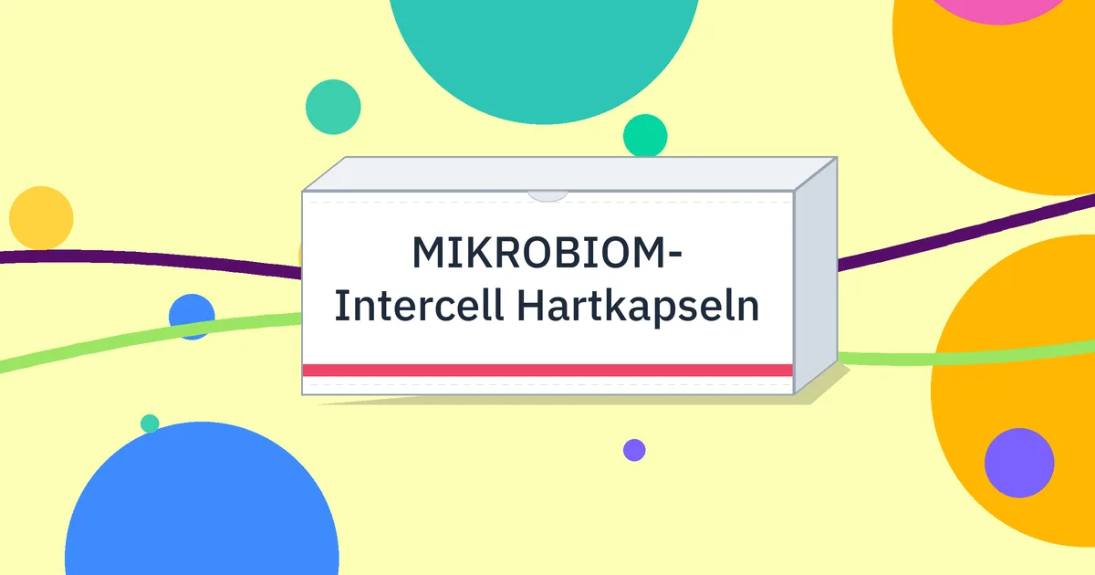 Symbolbild: Packung mit der Aufschrift MIKROBIOM-Intercell Hartkapseln (PZN 14348698) – Verfügbarkeit und Bezug in Apotheken in Frankfurt am Main