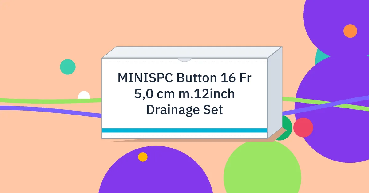 Symbolbild: Packung mit der Aufschrift MINISPC Button 16 Fr 5,0 cm m.12inch Drainage Set (PZN 20820946) – Verfügbarkeit und Bezug in Apotheken in Frankfurt am Main