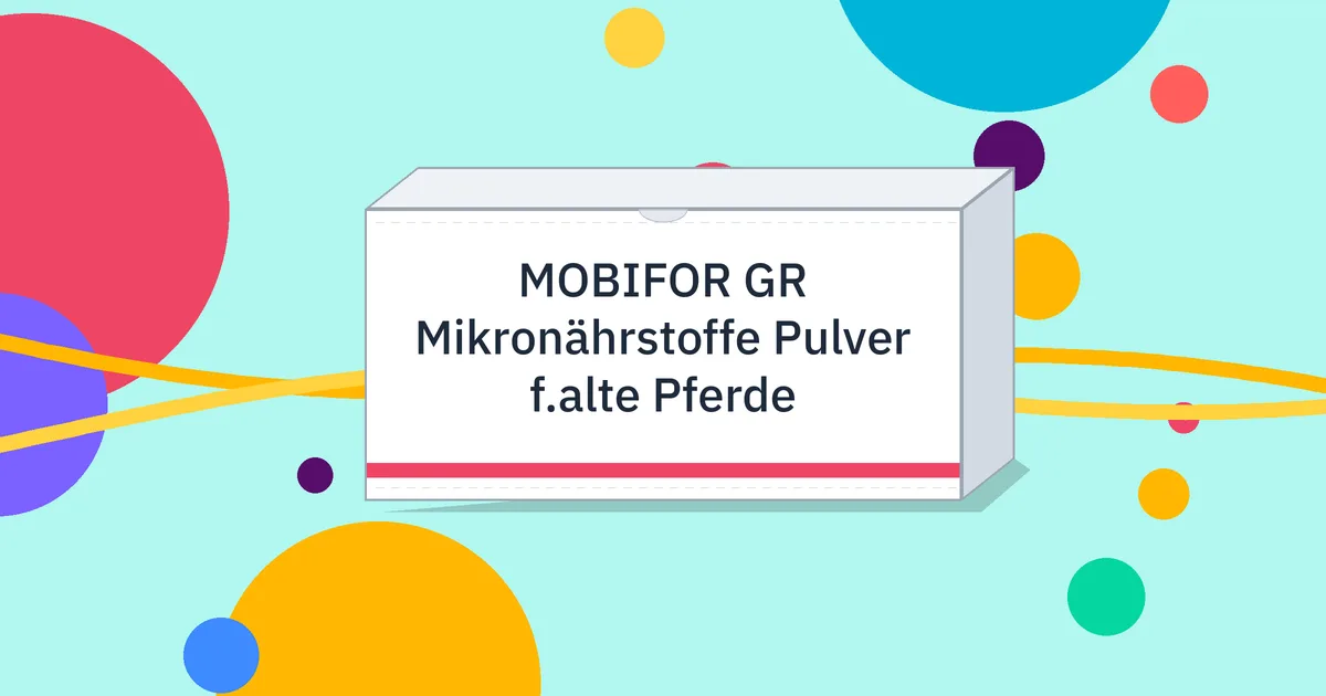 Symbolbild: Packung mit der Aufschrift MOBIFOR GR Mikronährstoffe Pulver f.alte Pferde (PZN 17835306) – Verfügbarkeit und Bezug in Apotheken in Frankfurt am Main