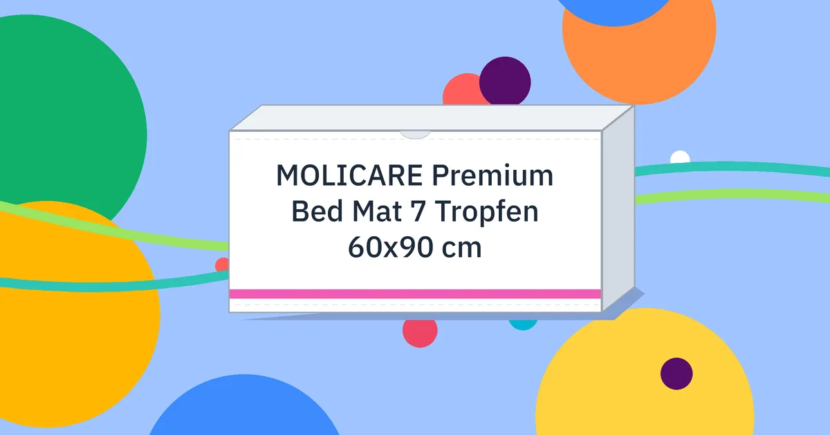 Symbolbild: Packung mit der Aufschrift MOLICARE Premium Bed Mat 7 Tropfen 60x90 cm (PZN 16136807) – Verfügbarkeit und Bezug in Apotheken in Frankfurt am Main