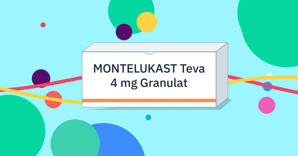Symbolbild: Packung mit der Aufschrift MONTELUKAST Teva 4 mg Granulat (PZN 16196614) – Verfügbarkeit und Bezug in Apotheken in Frankfurt am Main