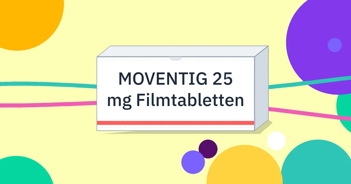 Symbolbild: Packung mit der Aufschrift MOVENTIG 25 mg Filmtabletten (PZN 15426319) – Verfügbarkeit und Bezug in Apotheken in Frankfurt am Main
