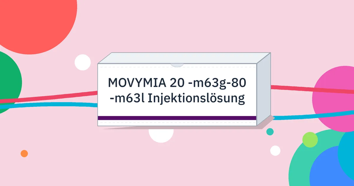 Symbolbild: Packung mit der Aufschrift MOVYMIA 20 -m63g-80 -m63l Injektionslösung (PZN 20027277) – Verfügbarkeit und Bezug in Apotheken in Frankfurt am Main