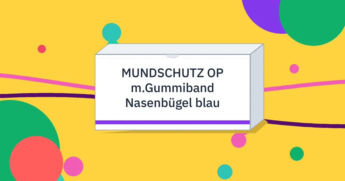 Symbolbild: Packung mit der Aufschrift MUNDSCHUTZ OP m.Gummiband Nasenbügel blau (PZN 10134724) – Verfügbarkeit und Bezug in Apotheken in Frankfurt am Main