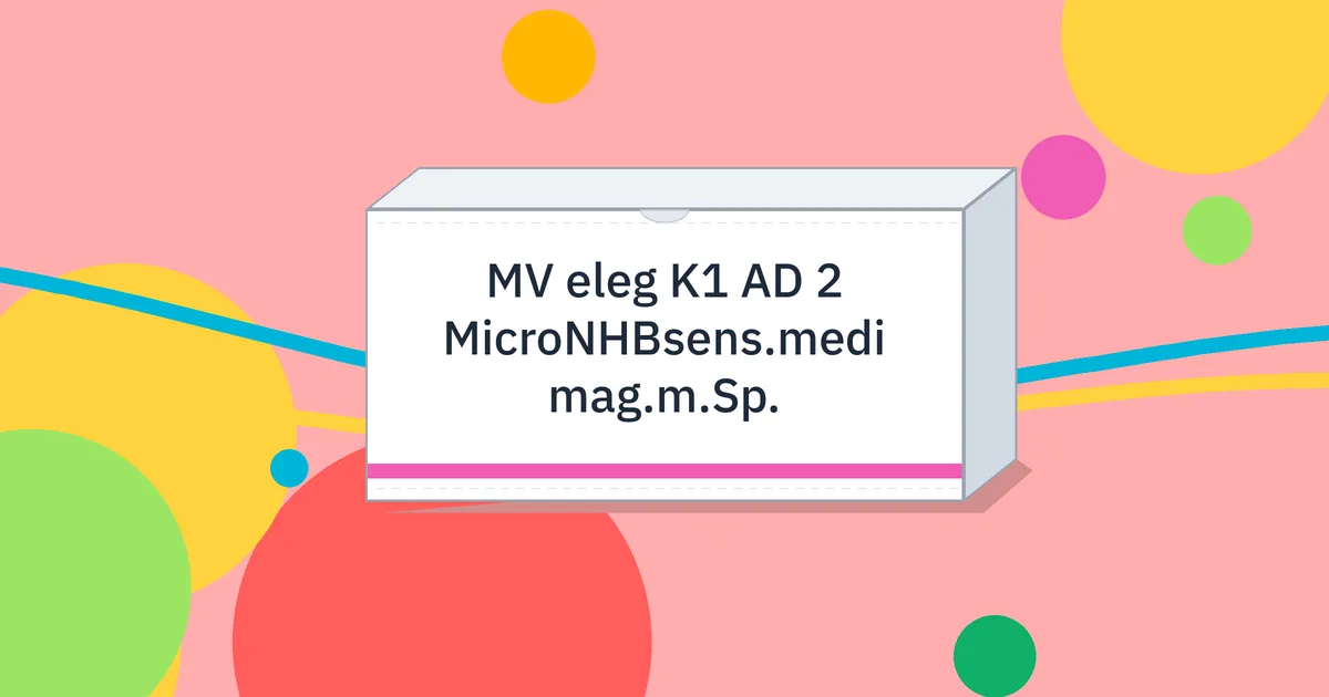Symbolbild: Packung mit der Aufschrift MV eleg K1 AD 2 MicroNHBsens.medi mag.m.Sp. (PZN 15669507) – Verfügbarkeit und Bezug in Apotheken in Frankfurt am Main