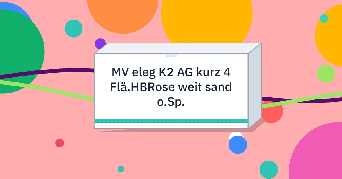 Symbolbild: Packung mit der Aufschrift MV eleg K2 AG kurz 4 Flä.HBRose weit sand o.Sp. (PZN 18926212) – Verfügbarkeit und Bezug in Apotheken in Frankfurt am Main