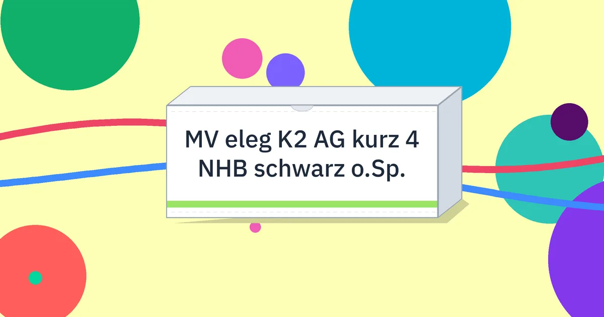 Symbolbild: Packung mit der Aufschrift MV eleg K2 AG kurz 4 NHB schwarz o.Sp. (PZN 15717287) – Verfügbarkeit und Bezug in Apotheken in Frankfurt am Main