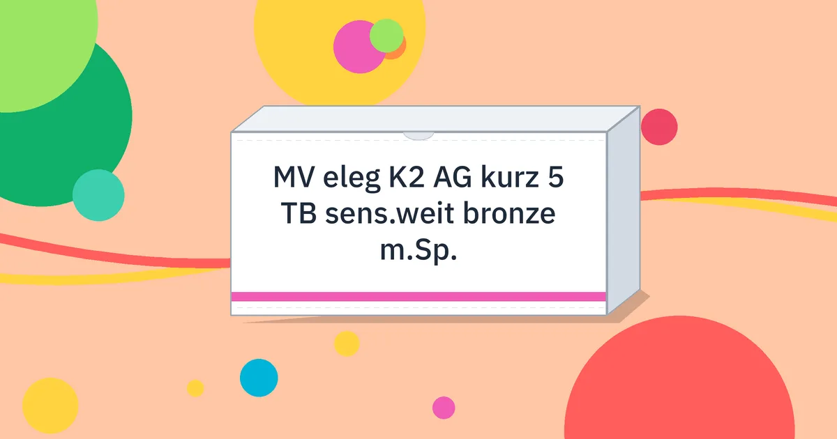 Symbolbild: Packung mit der Aufschrift MV eleg K2 AG kurz 5 TB sens.weit bronze m.Sp. (PZN 14716819) – Verfügbarkeit und Bezug in Apotheken in Frankfurt am Main