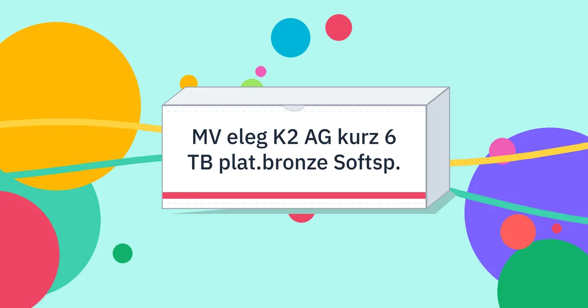 Symbolbild: Packung mit der Aufschrift MV eleg K2 AG kurz 6 TB plat.bronze Softsp. (PZN 14715903) – Verfügbarkeit und Bezug in Apotheken in Frankfurt am Main