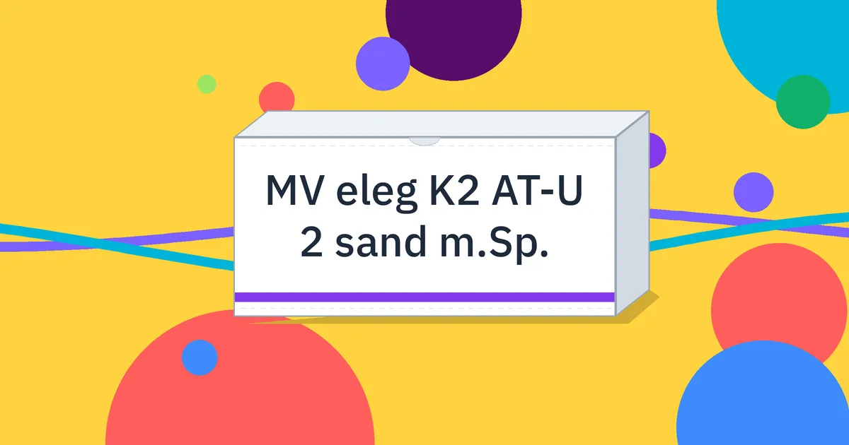 Symbolbild: Packung mit der Aufschrift MV eleg K2 AT-U 2 sand m.Sp. (PZN 18923550) – Verfügbarkeit und Bezug in Apotheken in Frankfurt am Main