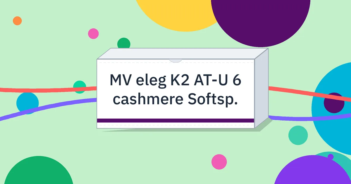 Symbolbild: Packung mit der Aufschrift MV eleg K2 AT-U 6 cashmere Softsp. (PZN 15288811) – Verfügbarkeit und Bezug in Apotheken in Frankfurt am Main