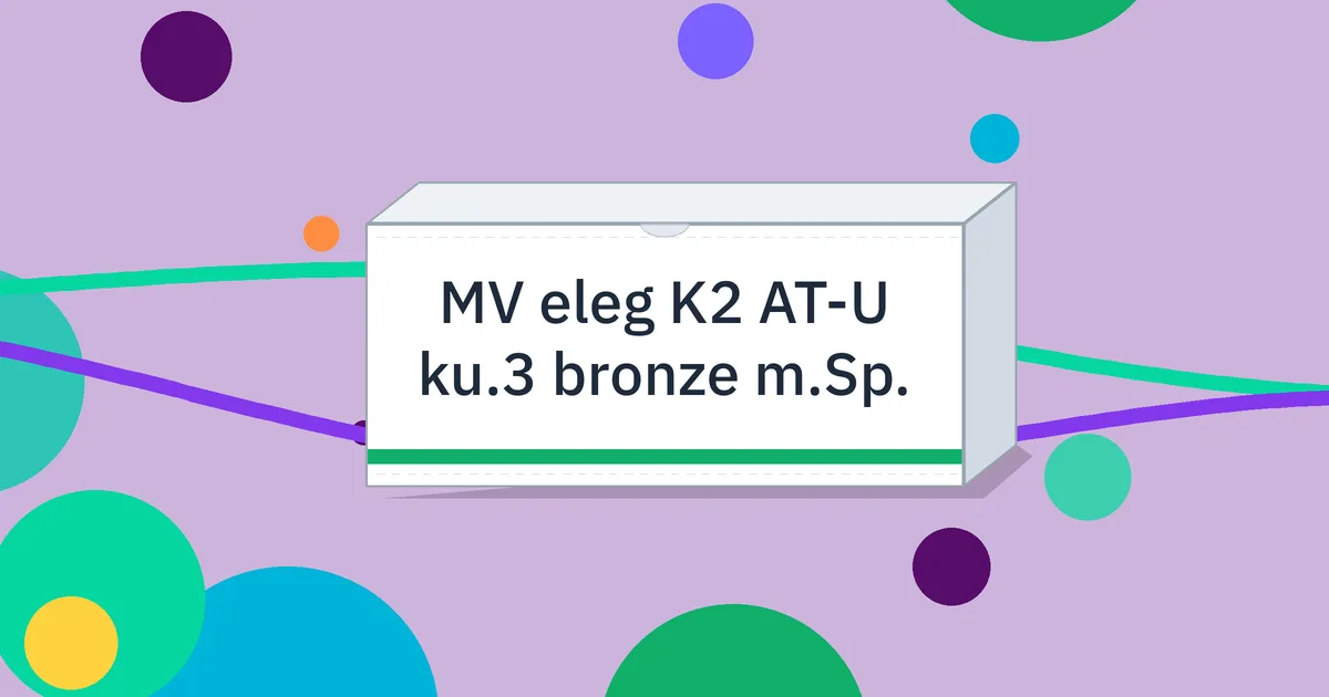 Symbolbild: Packung mit der Aufschrift MV eleg K2 AT-U ku.3 bronze m.Sp. (PZN 15289035) – Verfügbarkeit und Bezug in Apotheken in Frankfurt am Main