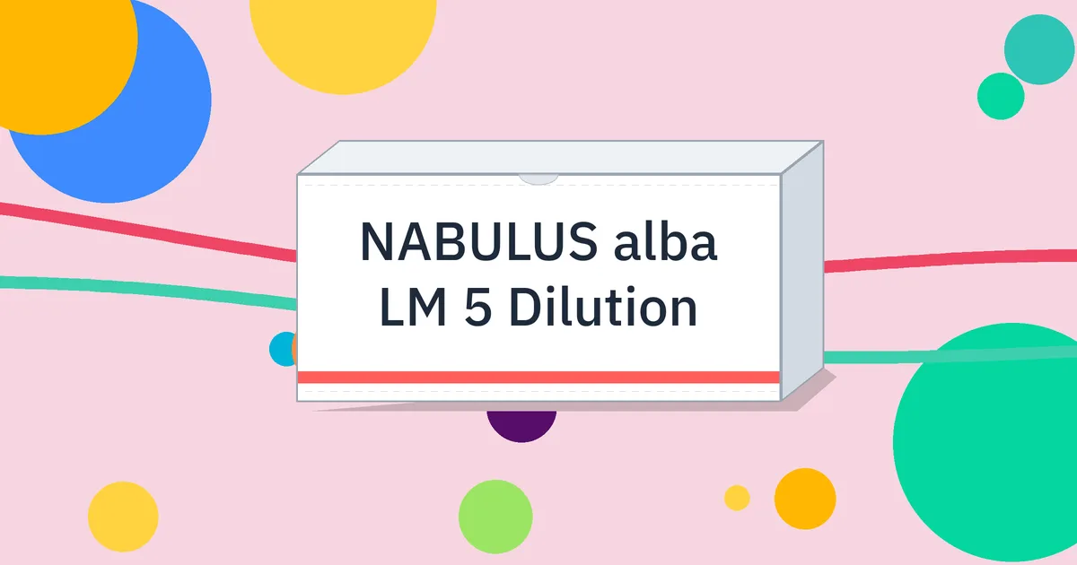 Symbolbild: Packung mit der Aufschrift NABULUS alba LM 5 Dilution (PZN 13615306) – Verfügbarkeit und Bezug in Apotheken in Frankfurt am Main