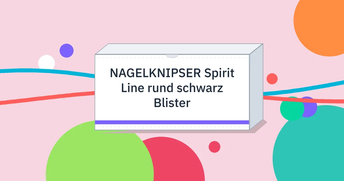 Symbolbild: Packung mit der Aufschrift NAGELKNIPSER Spirit Line rund schwarz Blister (PZN 10348862) – Verfügbarkeit und Bezug in Apotheken in Frankfurt am Main