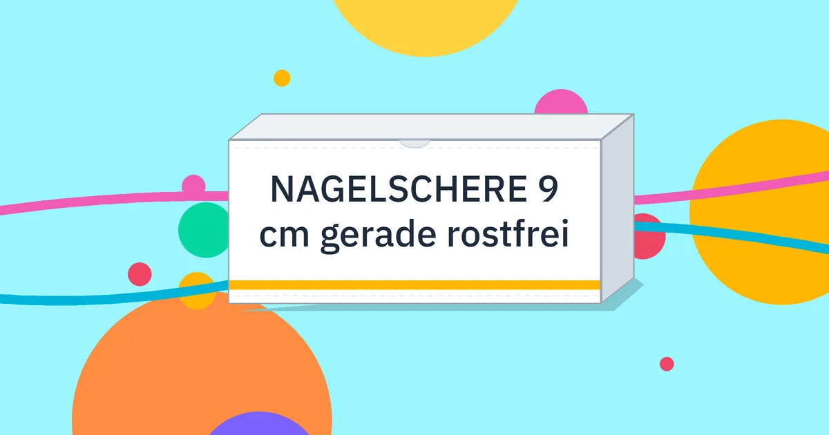 Symbolbild: Packung mit der Aufschrift NAGELSCHERE 9 cm gerade rostfrei (PZN 19146930) – Verfügbarkeit und Bezug in Apotheken in Frankfurt am Main