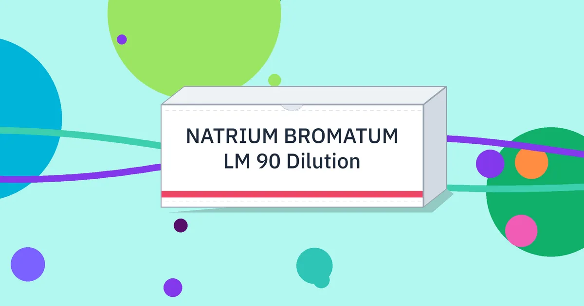 Symbolbild: Packung mit der Aufschrift NATRIUM BROMATUM LM 90 Dilution (PZN 12961495) – Verfügbarkeit und Bezug in Apotheken in Frankfurt am Main