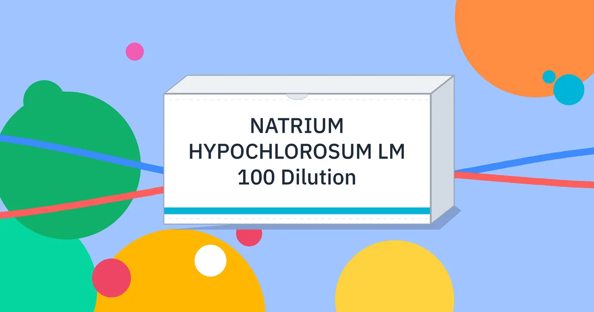 Symbolbild: Packung mit der Aufschrift NATRIUM HYPOCHLOROSUM LM 100 Dilution (PZN 12963235) – Verfügbarkeit und Bezug in Apotheken in Frankfurt am Main