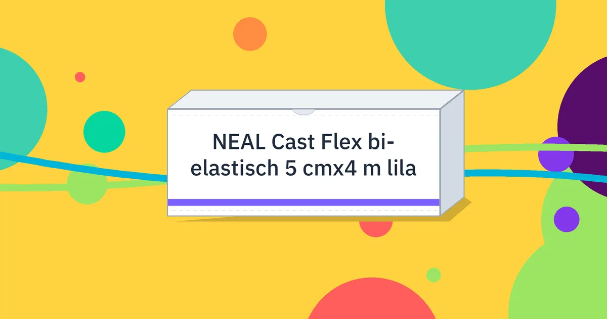 Symbolbild: Packung mit der Aufschrift NEAL Cast Flex bi-elastisch 5 cmx4 m lila (PZN 19530858) – Verfügbarkeit und Bezug in Apotheken in Frankfurt am Main