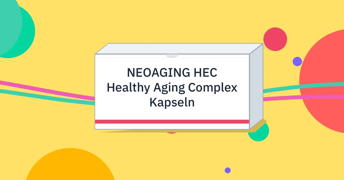 Symbolbild: Packung mit der Aufschrift NEOAGING HEC Healthy Aging Complex Kapseln (PZN 19513908) – Verfügbarkeit und Bezug in Apotheken in Frankfurt am Main