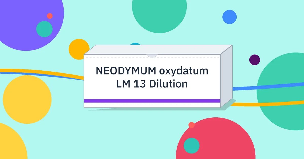 Symbolbild: Packung mit der Aufschrift NEODYMUM oxydatum LM 13 Dilution (PZN 13617736) – Verfügbarkeit und Bezug in Apotheken in Frankfurt am Main