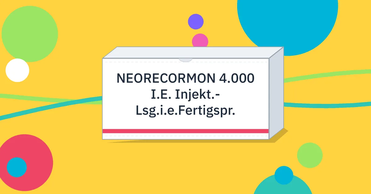 Symbolbild: Packung mit der Aufschrift NEORECORMON 4.000 I.E. Injekt.-Lsg.i.e.Fertigspr. (PZN 00214474) – Verfügbarkeit und Bezug in Apotheken in Frankfurt am Main