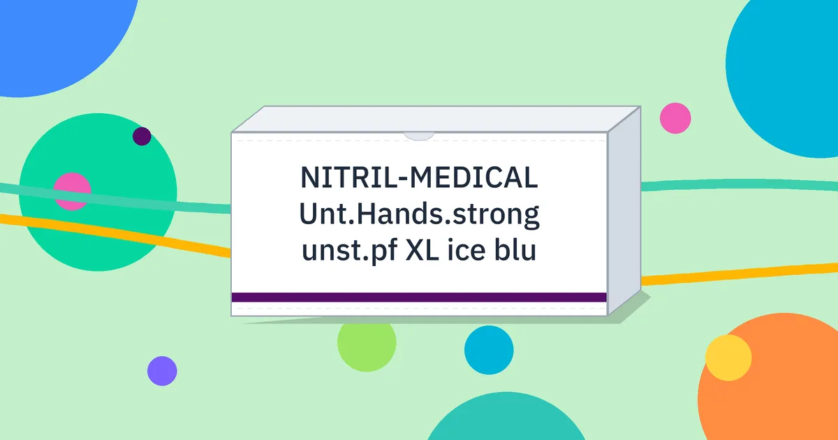 Symbolbild: Packung mit der Aufschrift NITRIL-MEDICAL Unt.Hands.strong unst.pf XL ice blu (PZN 18790209) – Verfügbarkeit und Bezug in Apotheken in Frankfurt am Main