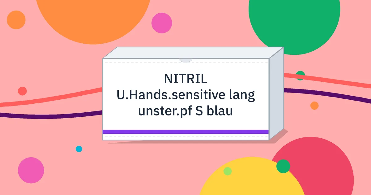 Symbolbild: Packung mit der Aufschrift NITRIL U.Hands.sensitive lang unster.pf S blau (PZN 10947634) – Verfügbarkeit und Bezug in Apotheken in Frankfurt am Main