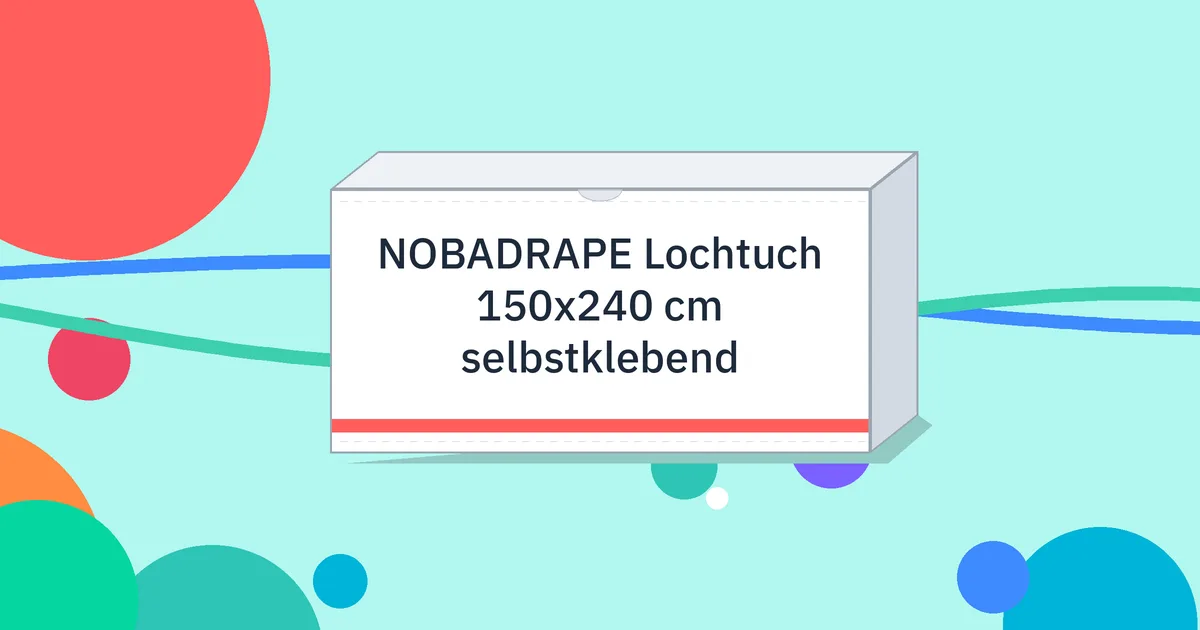 Symbolbild: Packung mit der Aufschrift NOBADRAPE Lochtuch 150x240 cm selbstklebend (PZN 02292610) – Verfügbarkeit und Bezug in Apotheken in Frankfurt am Main