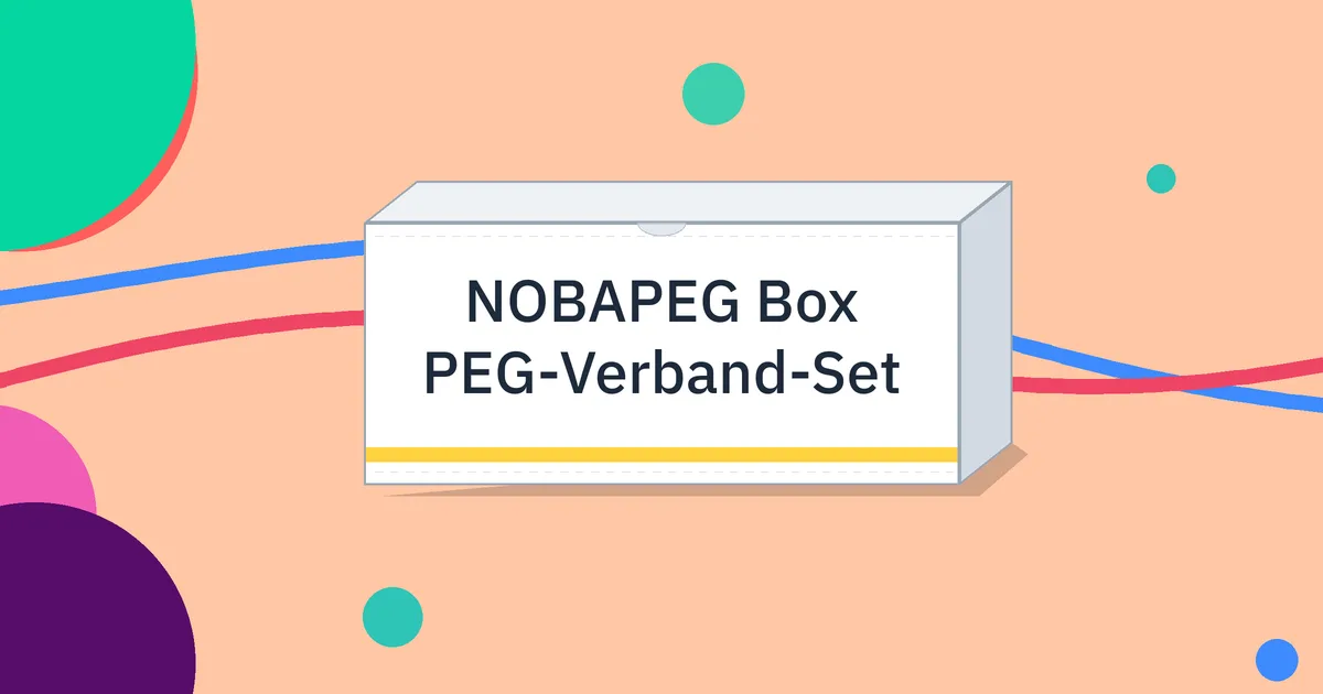 Symbolbild: Packung mit der Aufschrift NOBAPEG Box PEG-Verband-Set (PZN 18397854) – Verfügbarkeit und Bezug in Apotheken in Frankfurt am Main