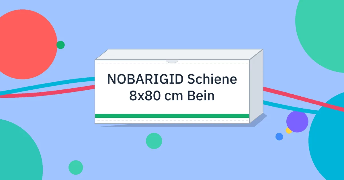 Symbolbild: Packung mit der Aufschrift NOBARIGID Schiene 8x80 cm Bein (PZN 07190357) – Verfügbarkeit und Bezug in Apotheken in Frankfurt am Main