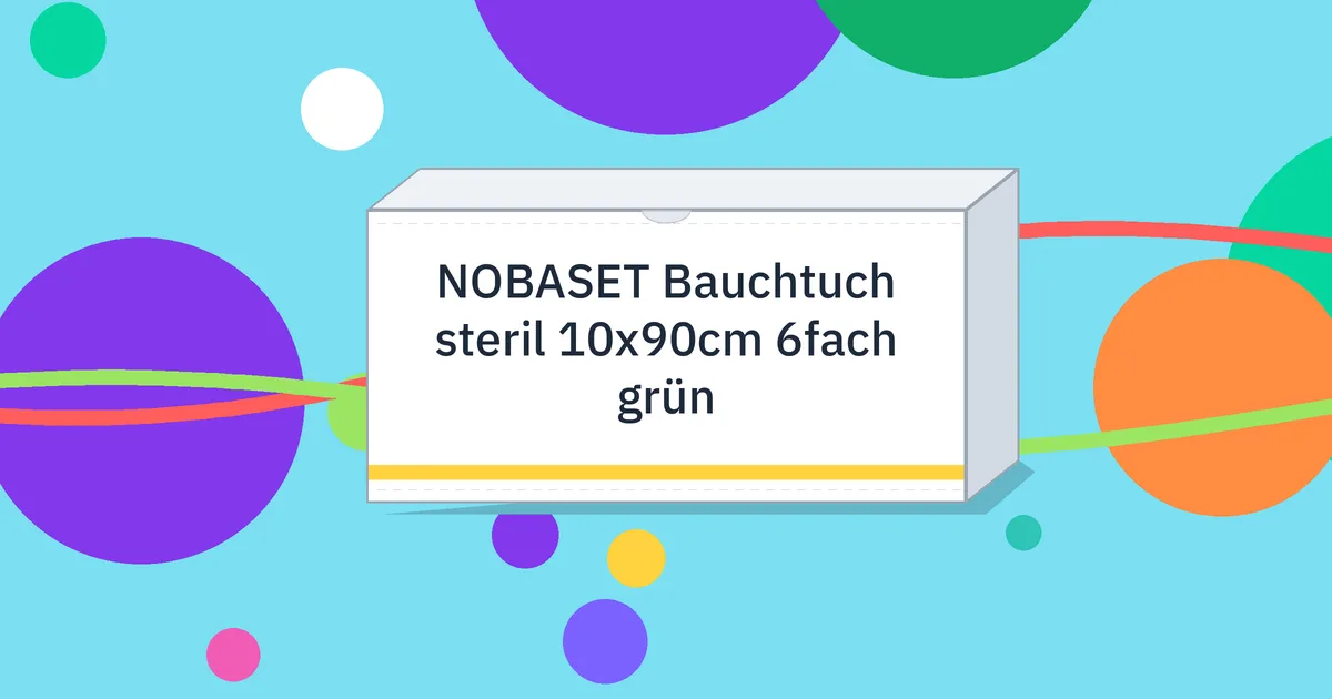Symbolbild: Packung mit der Aufschrift NOBASET Bauchtuch steril 10x90cm 6fach grün (PZN 17899625) – Verfügbarkeit und Bezug in Apotheken in Frankfurt am Main