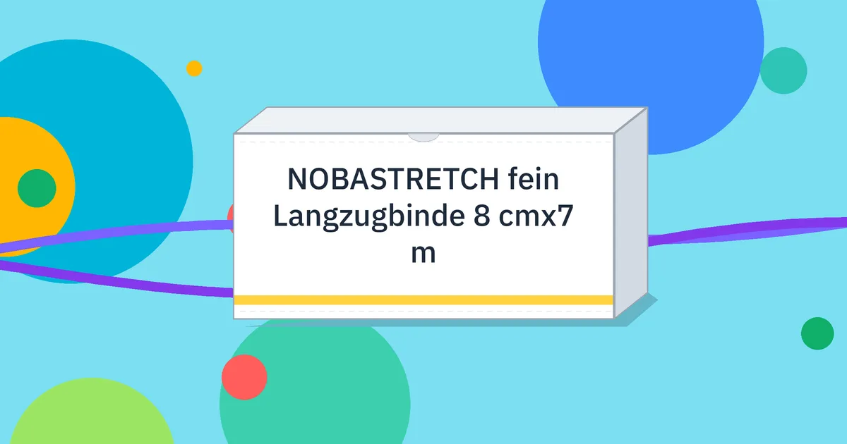 Symbolbild: Packung mit der Aufschrift NOBASTRETCH fein Langzugbinde 8 cmx7 m (PZN 01419675) – Verfügbarkeit und Bezug in Apotheken in Frankfurt am Main