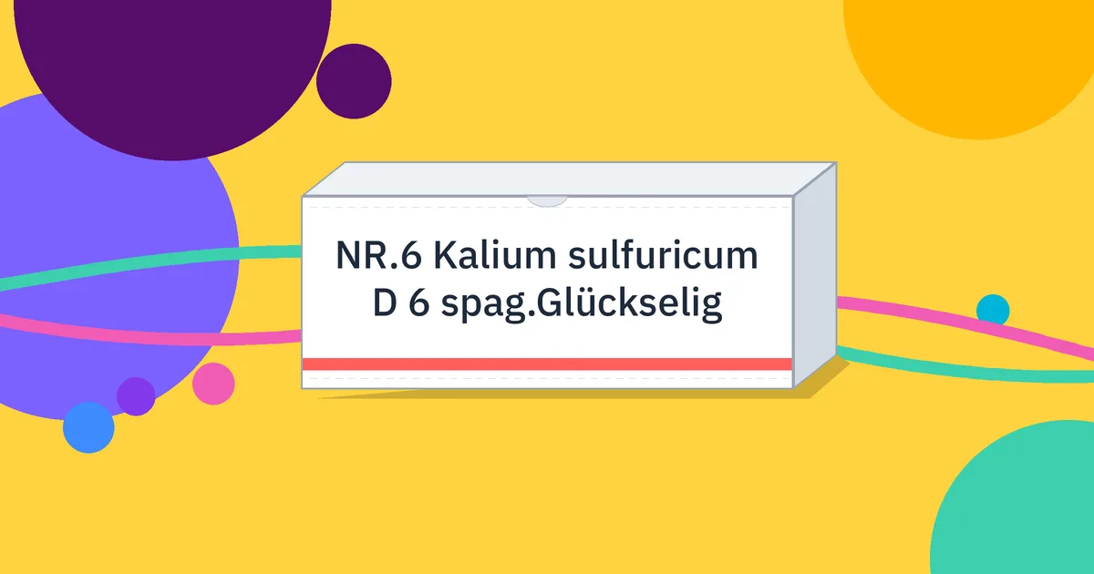 Symbolbild: Packung mit der Aufschrift NR.6 Kalium sulfuricum D 6 spag.Glückselig (PZN 10965922) – Verfügbarkeit und Bezug in Apotheken in Frankfurt am Main