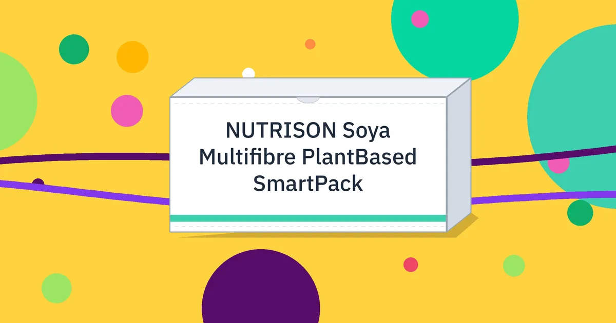 Symbolbild: Packung mit der Aufschrift NUTRISON Soya Multifibre PlantBased SmartPack (PZN 19107775) – Verfügbarkeit und Bezug in Apotheken in Frankfurt am Main
