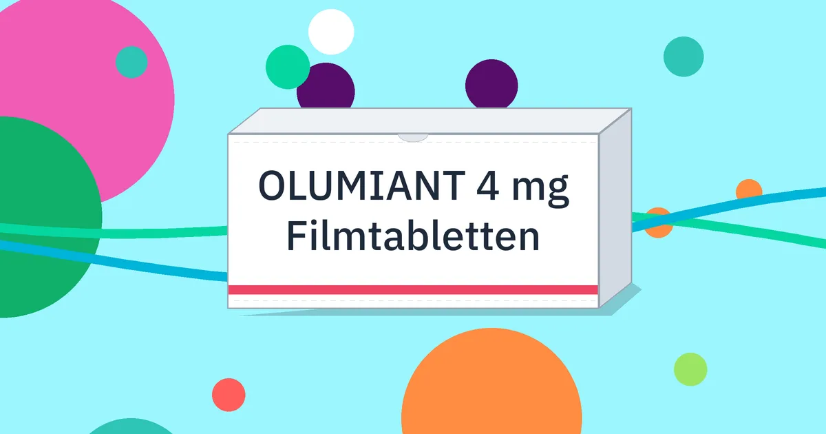 Symbolbild: Packung mit der Aufschrift OLUMIANT 4 mg Filmtabletten (PZN 14327621) – Verfügbarkeit und Bezug in Apotheken in Frankfurt am Main