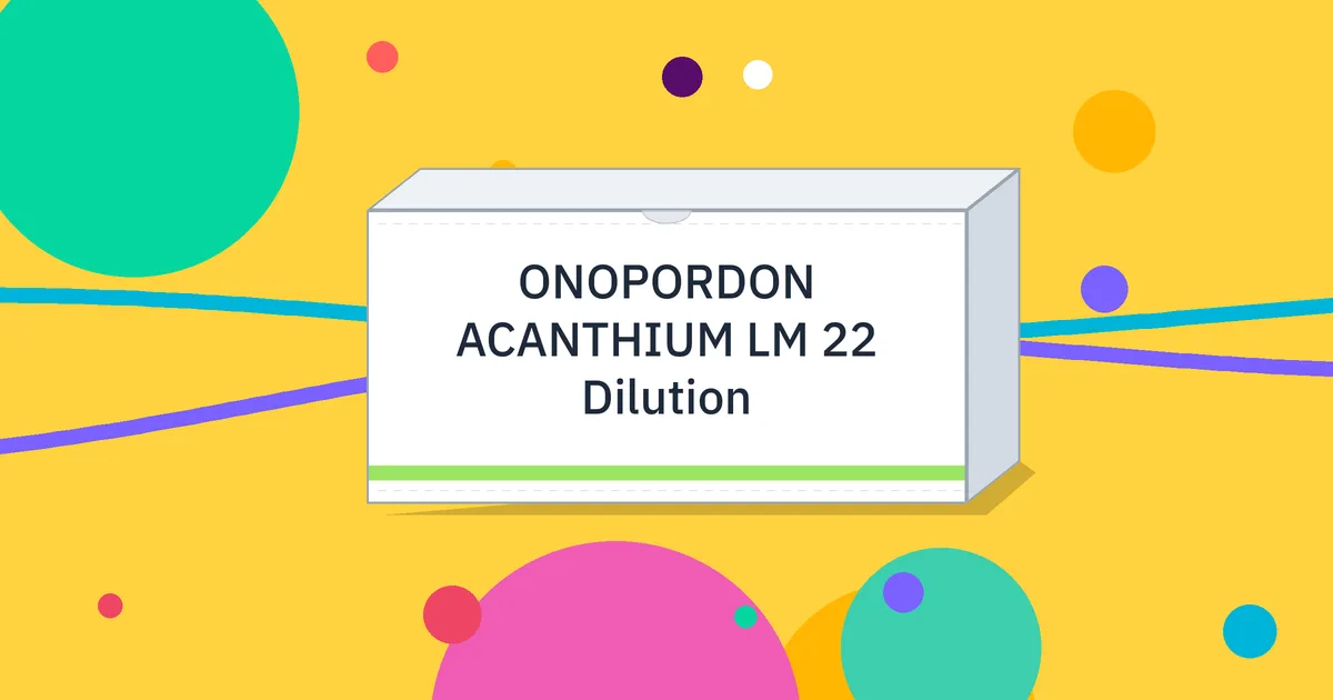 Symbolbild: Packung mit der Aufschrift ONOPORDON ACANTHIUM LM 22 Dilution (PZN 13626267) – Verfügbarkeit und Bezug in Apotheken in Frankfurt am Main