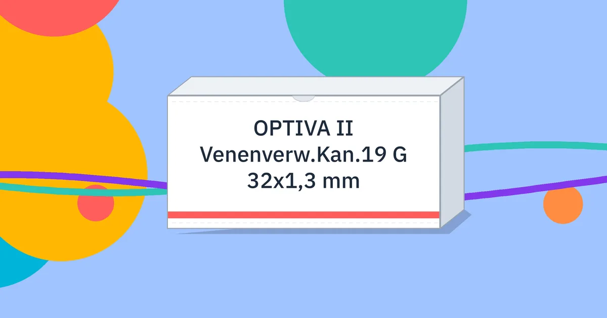 Symbolbild: Packung mit der Aufschrift OPTIVA II Venenverw.Kan.19 G 32x1,3 mm (PZN 10406944) – Verfügbarkeit und Bezug in Apotheken in Frankfurt am Main